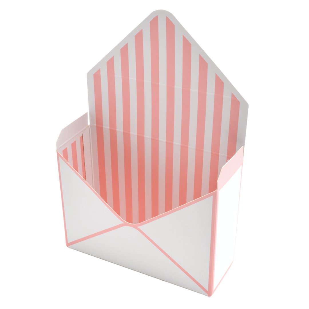 Set 10 plicuri alb cu dungi de culoare roz - ROC 9100 - Rocos.ro
